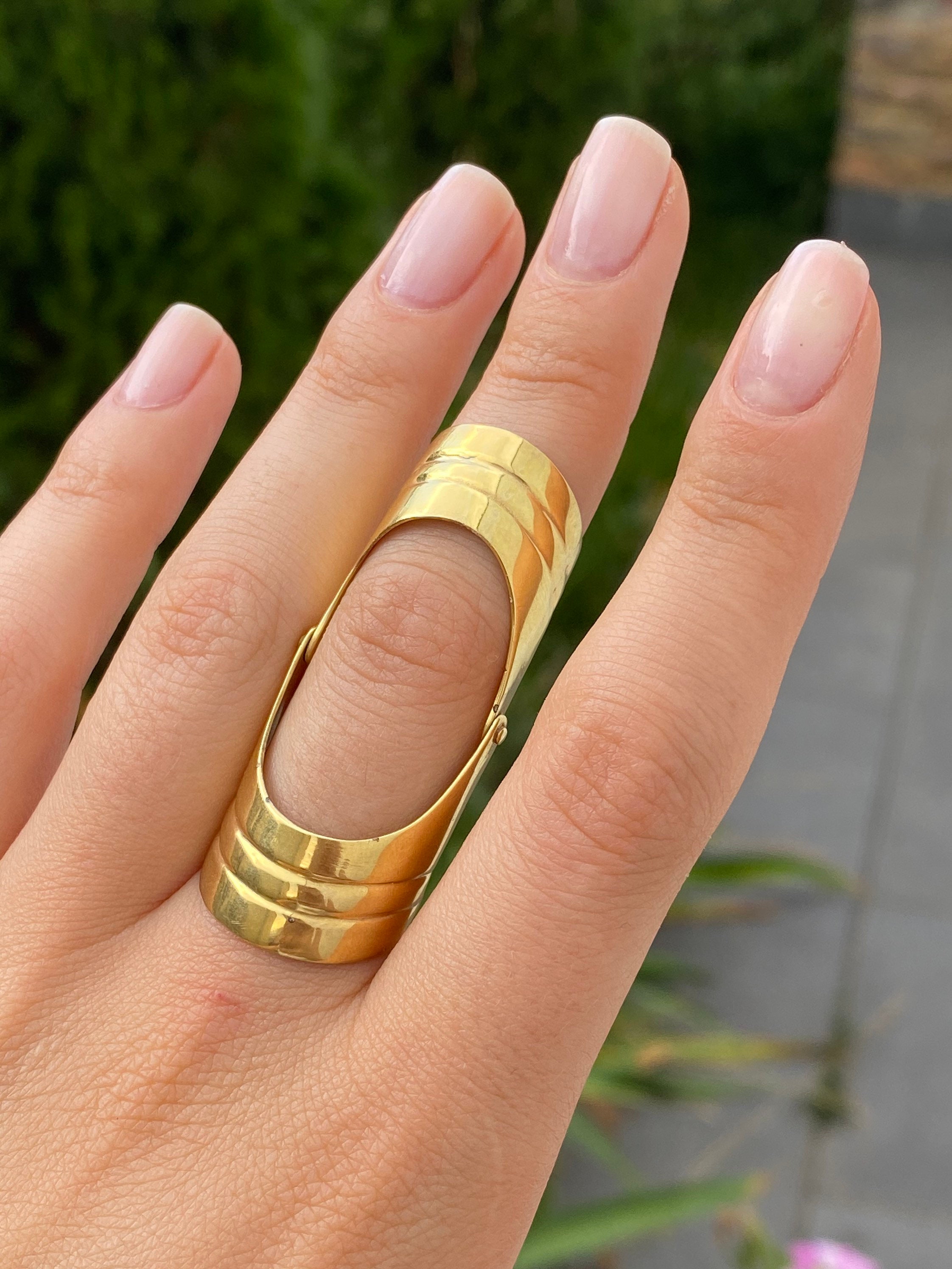 Gold Double Ring Full Finger Ring Armor Ring Shield Ring Gold Plated ...