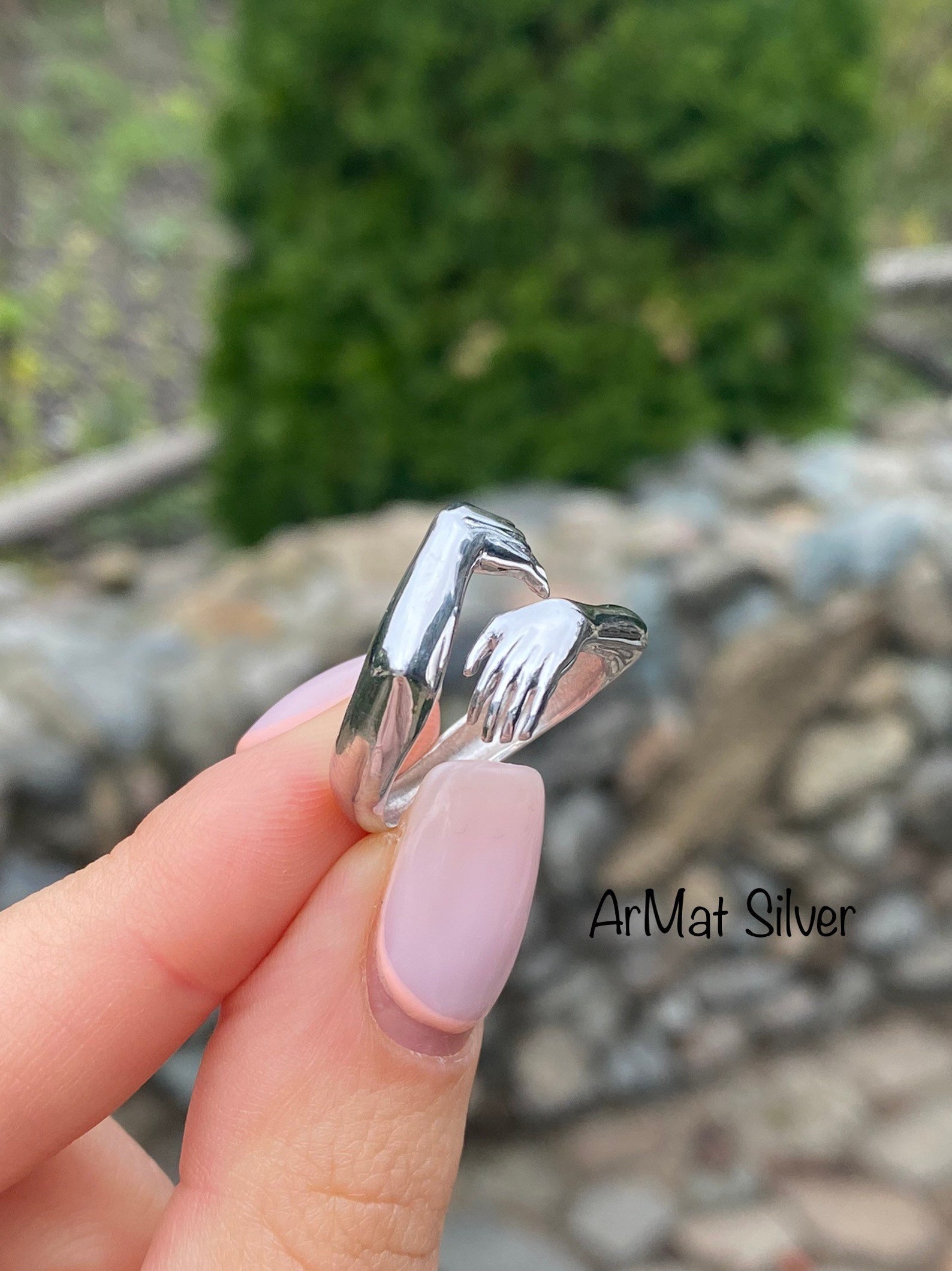 Hug Ring Silver Hugging Ring Lover Ring Love Hug Ring | Etsy