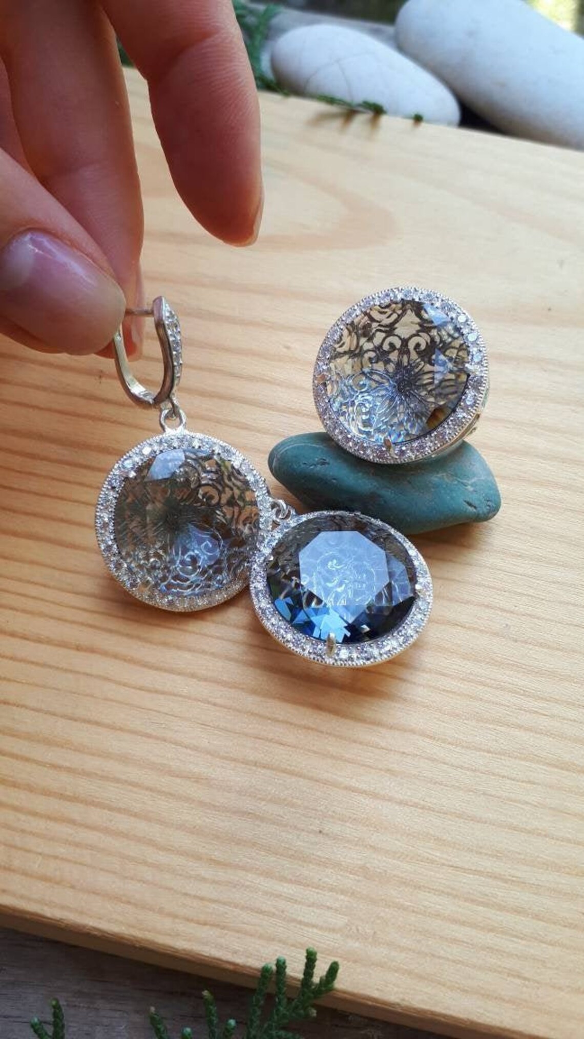 Extra Large Round Ring Luxury Round Silver Ring Large Crystal Silver ...