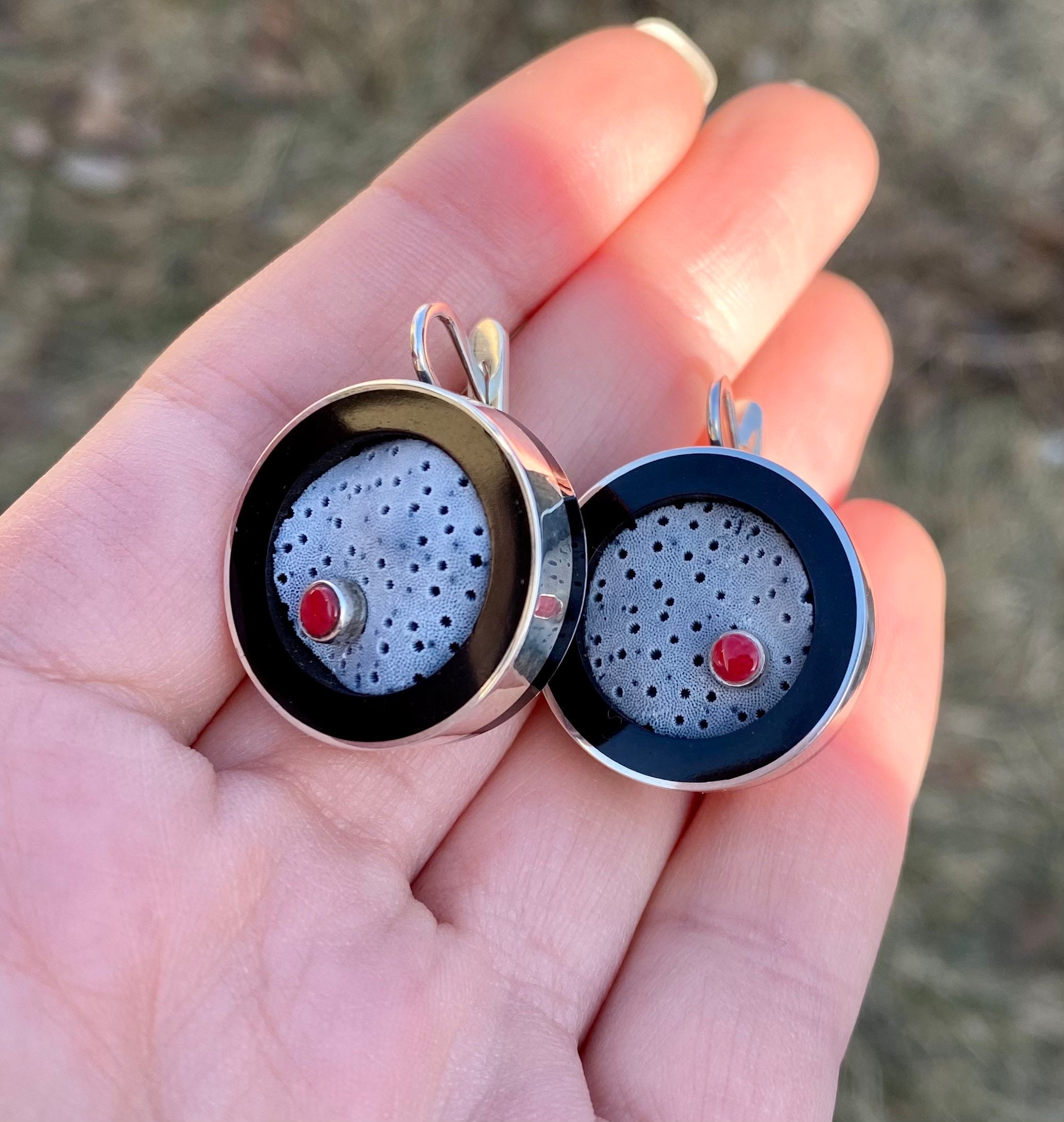 Blue coral ring Blue sponge coral jewelry Round blue coral | Etsy