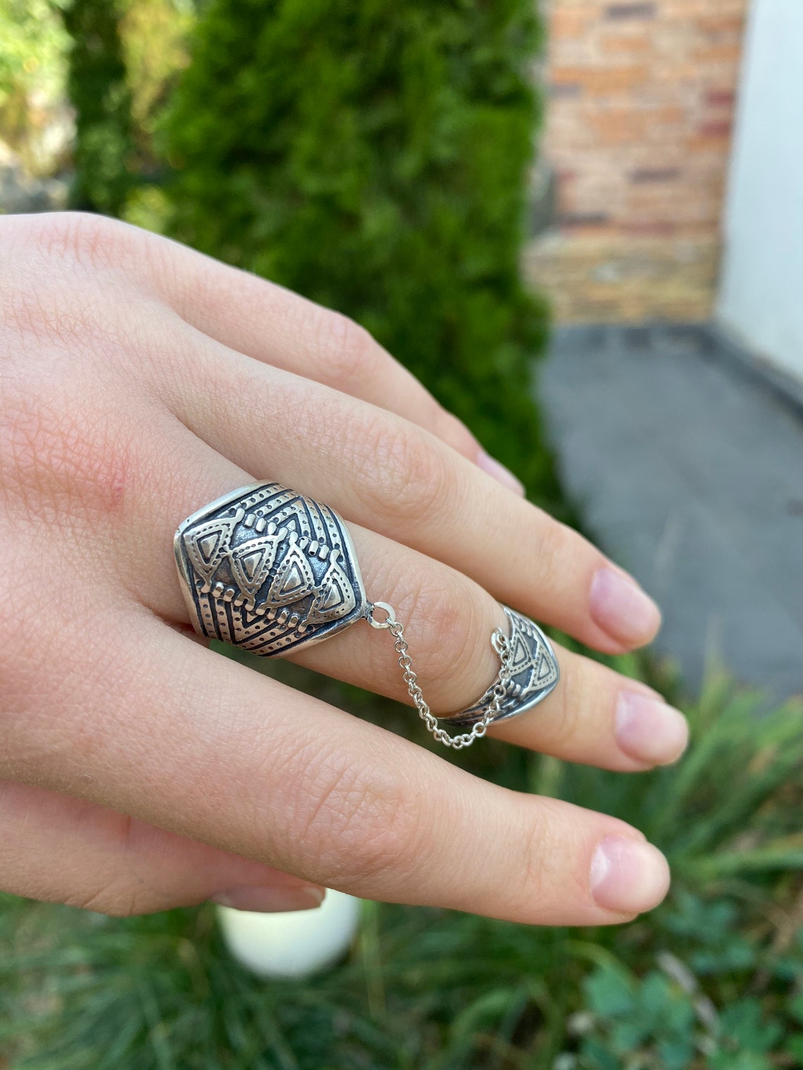 Double Ring Chain Ring Double Chain Ring Slave Change Ring - Etsy