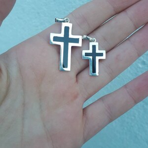 Couples Crosses Enamel Cross Couple Necklace Silver Crosses for Him for ...