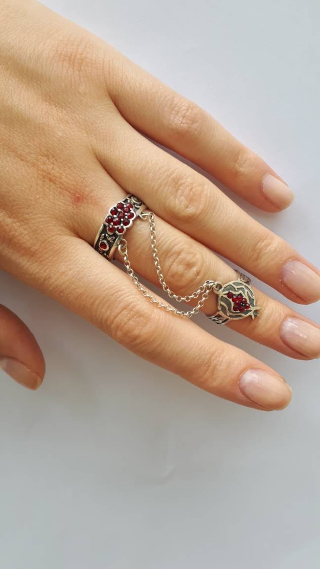 Chain Ring Pomegranate Ring Full Finger Ring Armenian Silver ...