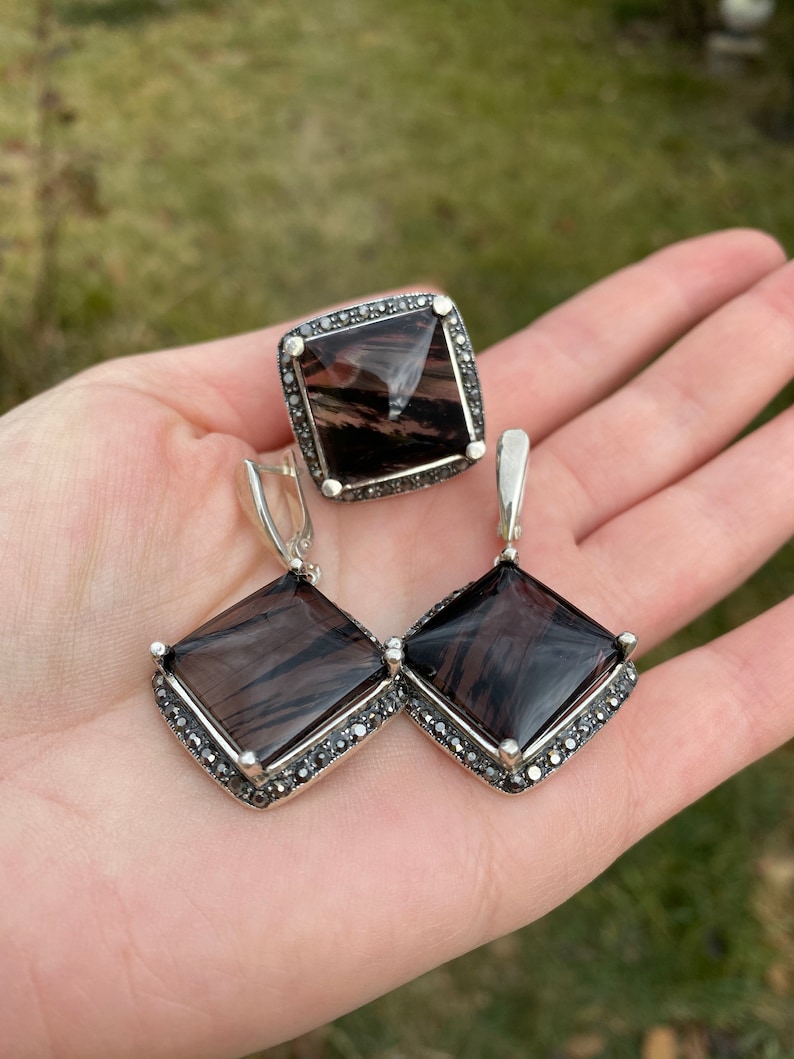 Obsidian Ring Natural Black Stone Ring Black Square Ring - Etsy