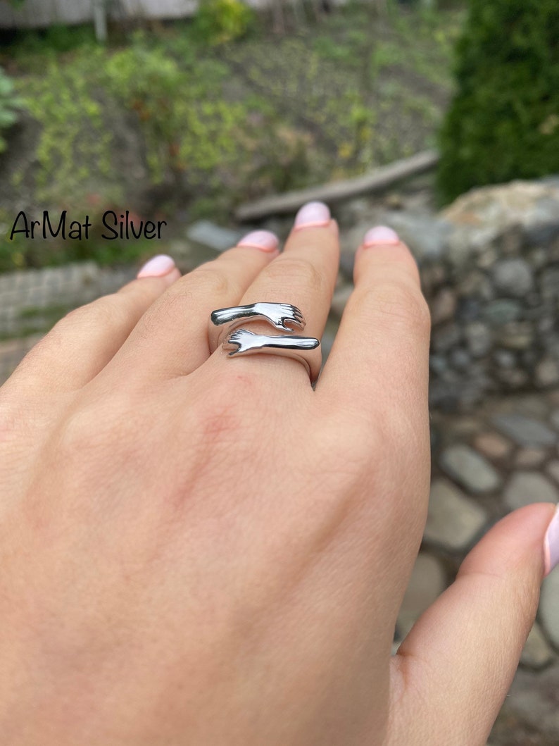 Hug Ring Silver Hugging Ring Lover Ring Love Hug Ring | Etsy