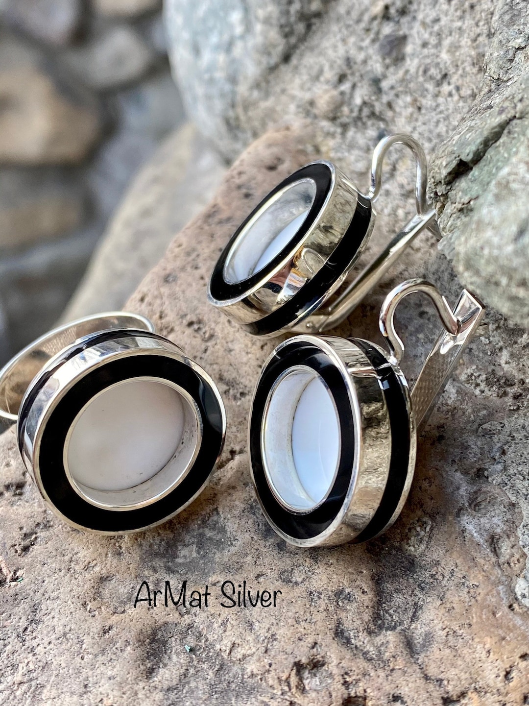 Natural White Stone Jewelry Silver White Cacholong Jewelry Kalmuck ...