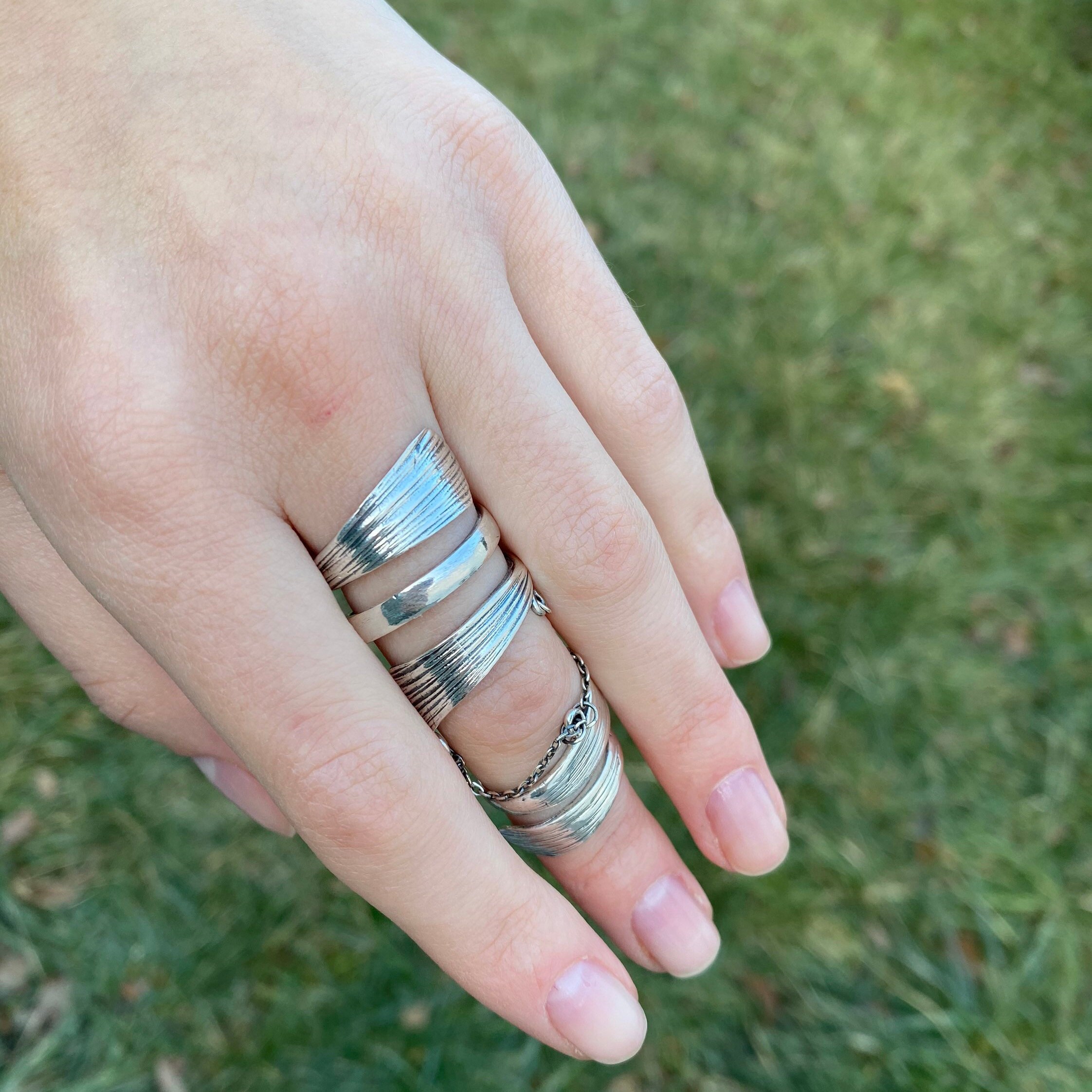 Full Finger Ring Silver Armor Articulated Ring Adjustable Full - Etsy