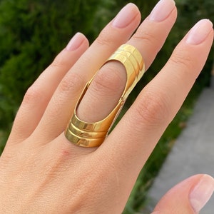 Gold Double Ring Full Finger Ring Armor Ring Shield Ring Gold Plated ...