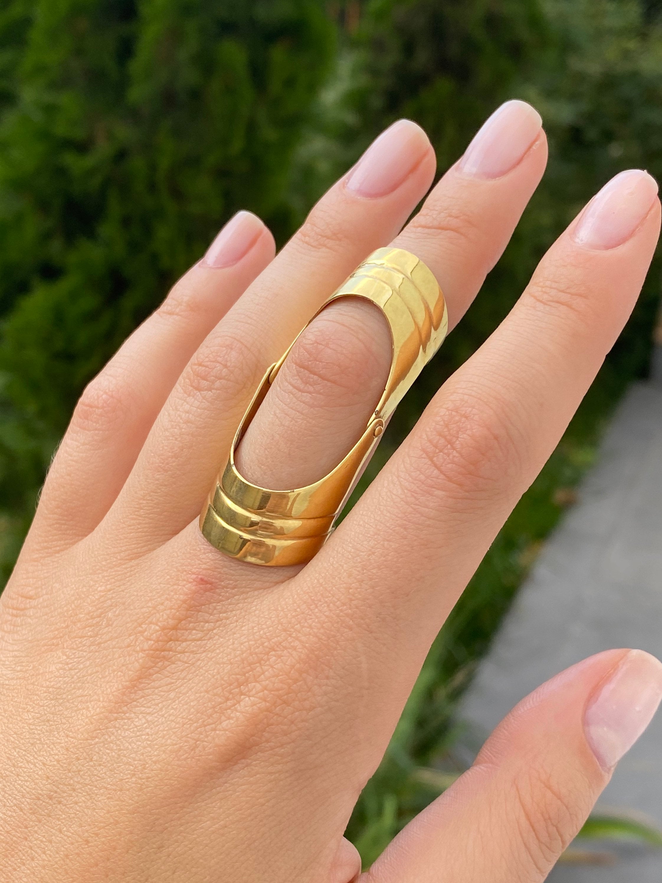 Gold Double Ring Full Finger Ring Armor Ring Shield Ring Gold Plated ...