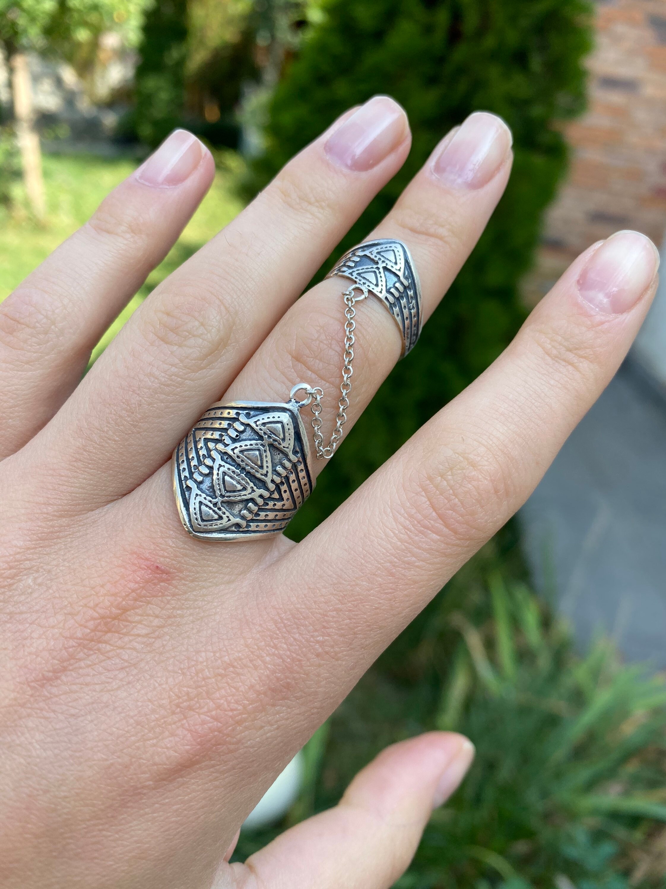 Double Ring Chain Ring Double Chain Ring Slave Change Ring - Etsy