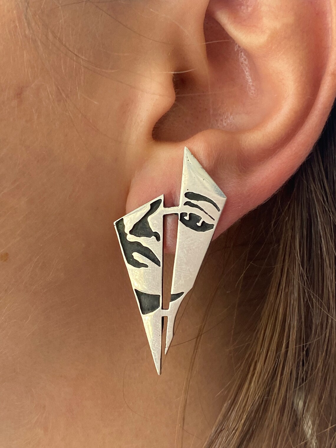 Face Earrings Face Studs Abstract Earrings Artistic Earrings - Etsy