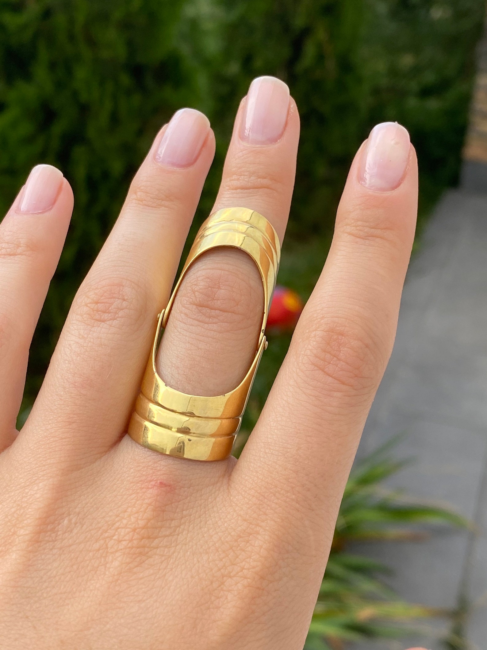 Gold Double Ring Full Finger Ring Armor Ring Shield Ring Gold Plated ...