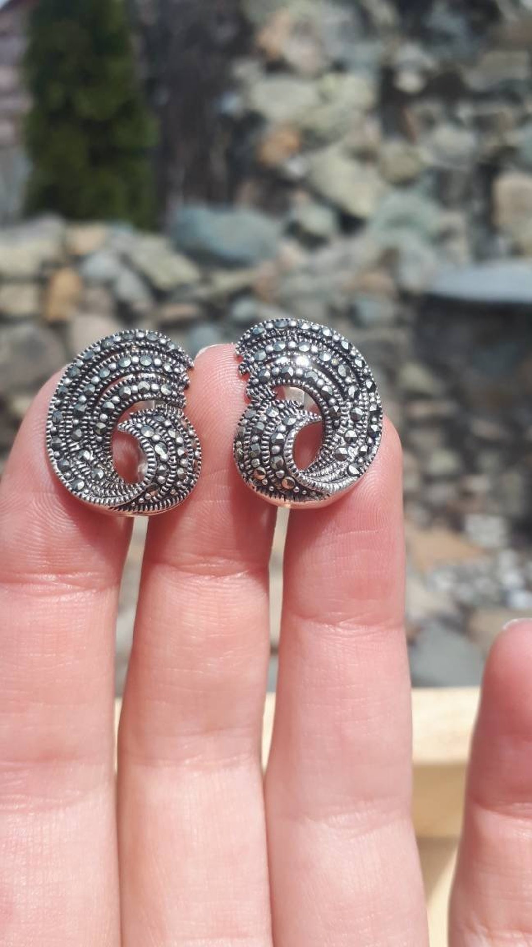 Vintage Judith Jack Marcasite Swirl Earrings: Twisted Silver Jewelry - Etsy