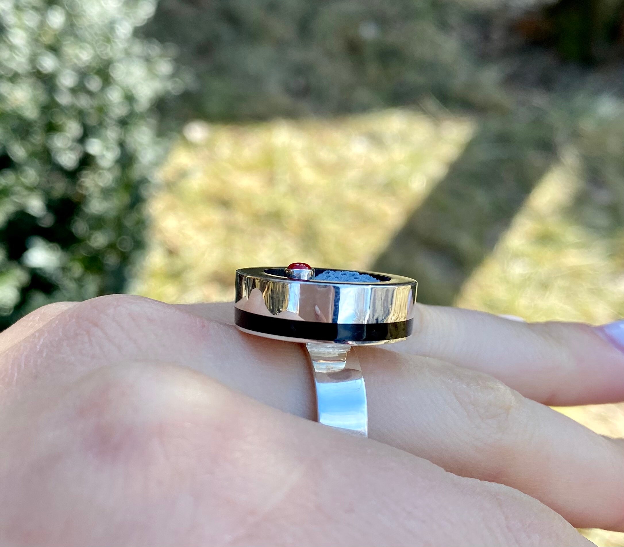 Blue coral ring Blue sponge coral jewelry Round blue coral | Etsy