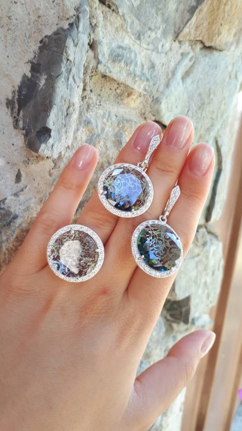 Extra Large Round Ring Luxury Round Silver Ring Large Crystal Silver ...