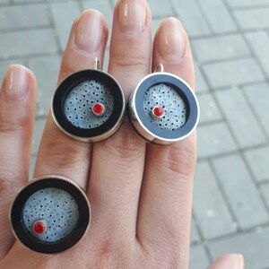 Silver Blue Coral Ring Blue Sponge Coral Earrings Natural Beach Coral ...