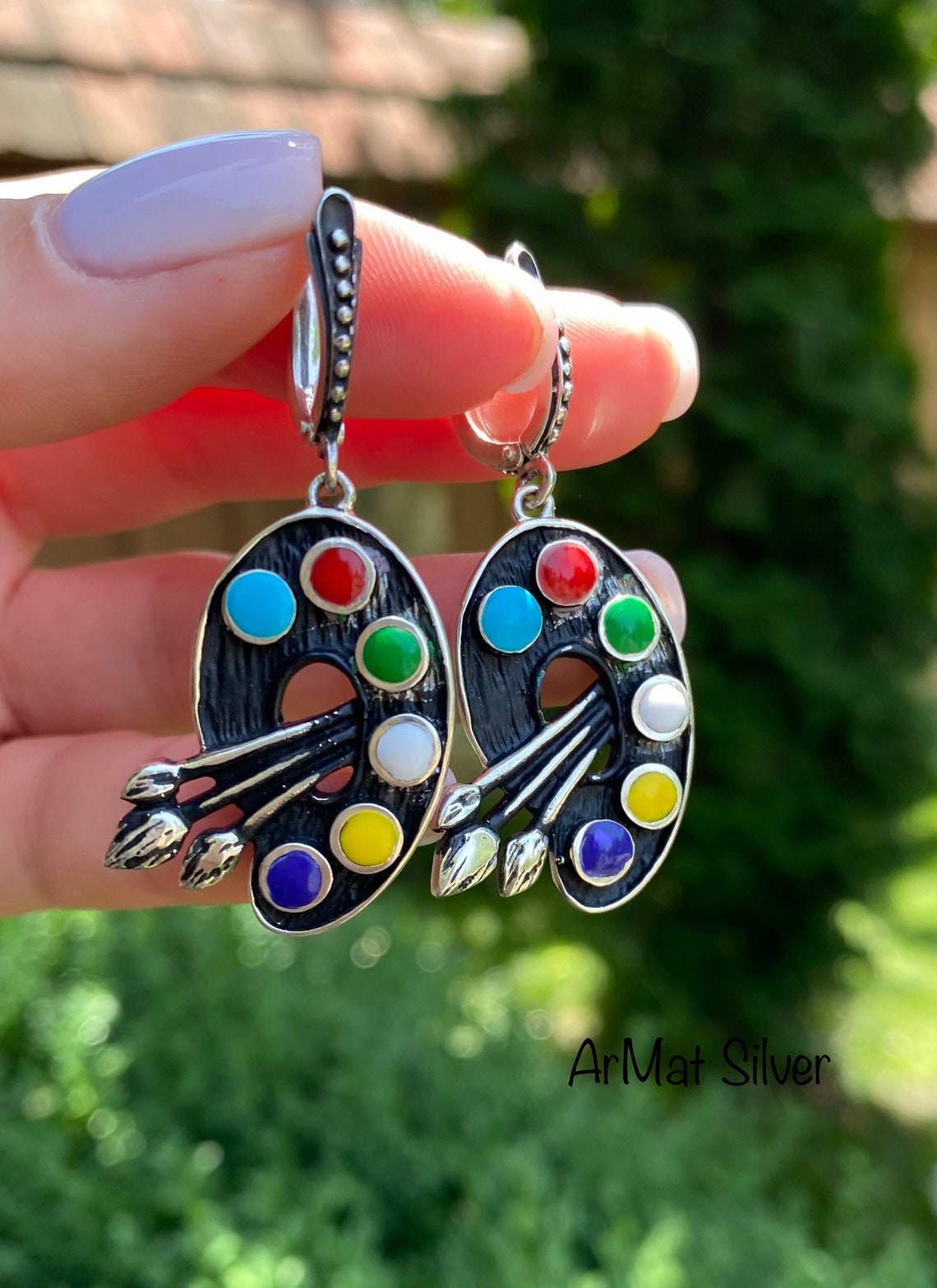 Art palette ring art palette jewelry Silver art palette ring | Etsy