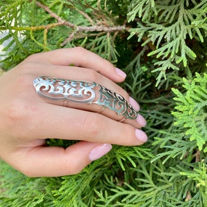 Full Finger Ring Finger Long Ring Long Finger Ring Sterling Silver Full ...