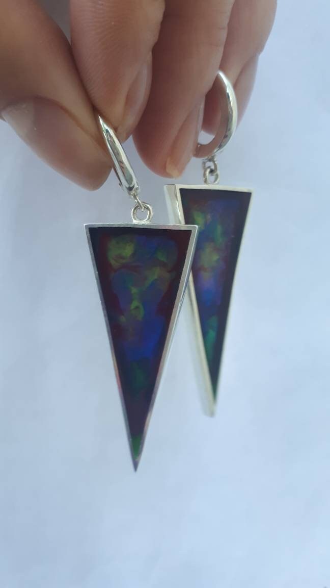 Triangle Large Ring Silver Big Triangle Ring Geometric Large Ring Long ...