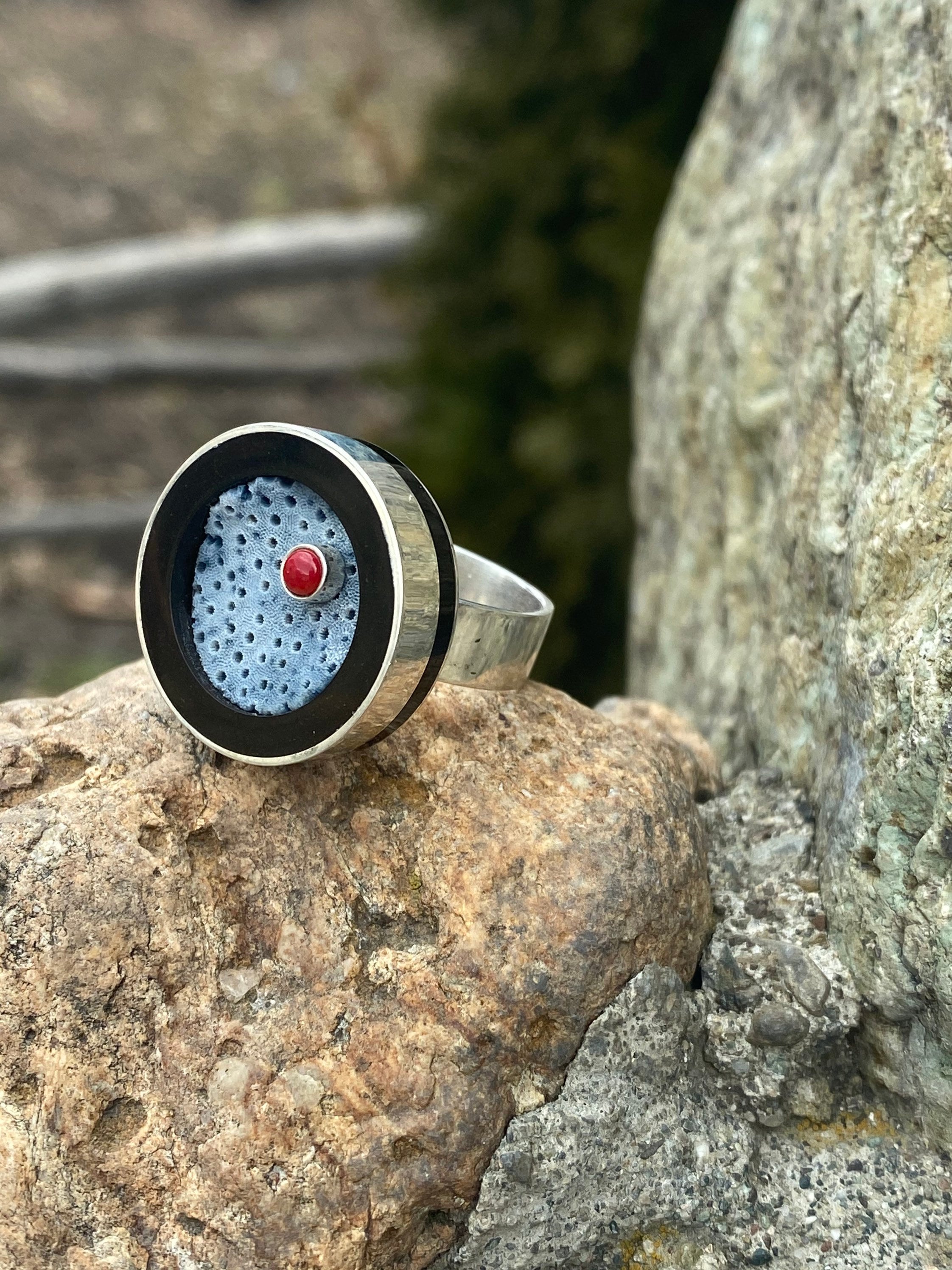 Silver Blue Coral Ring Blue Sponge Coral Earrings Natural - Etsy