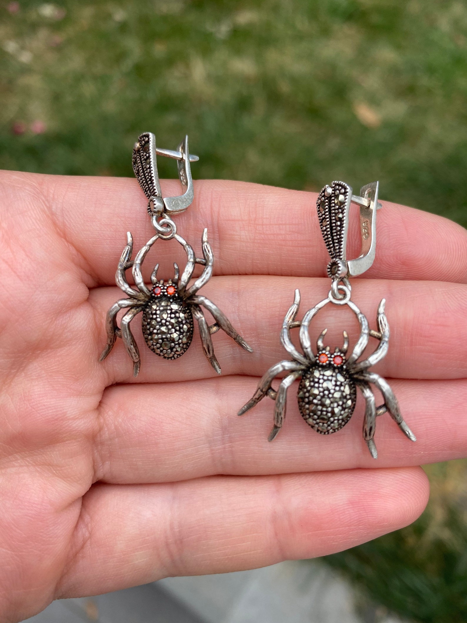 Spider Earrings Dangle Spider Earrings Halloween Jewelry Silver ...