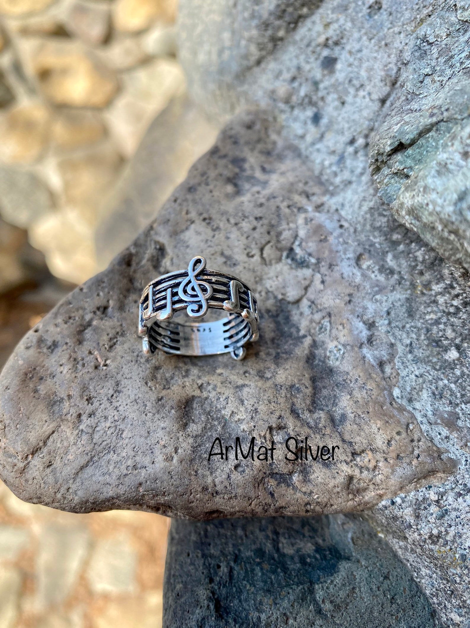 Music Notes Ring Clef Notes Silver Ring Treble Clef Ring Gift - Etsy
