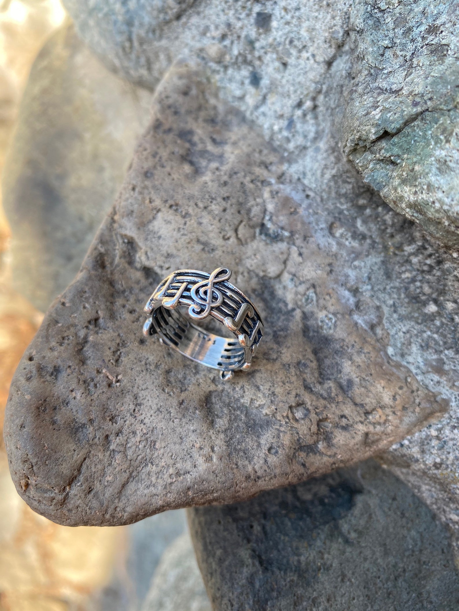 Music Notes Ring Clef Notes Silver Ring Treble Clef Ring Gift - Etsy