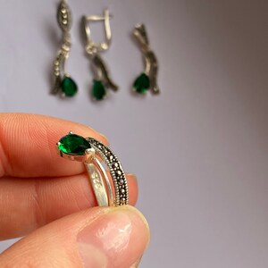 Small Green Stone Ring Silver Green Stone Ring Created Emerald Ring ...