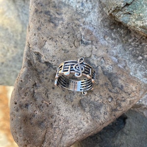 Music Notes Ring Clef Notes Silver Ring Treble Clef Ring Gift for ...