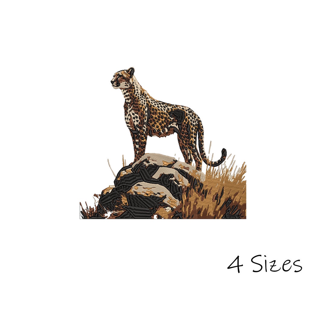 Cheetah Standing on Rock Embroidery Design Machine Embroidery File - Etsy
