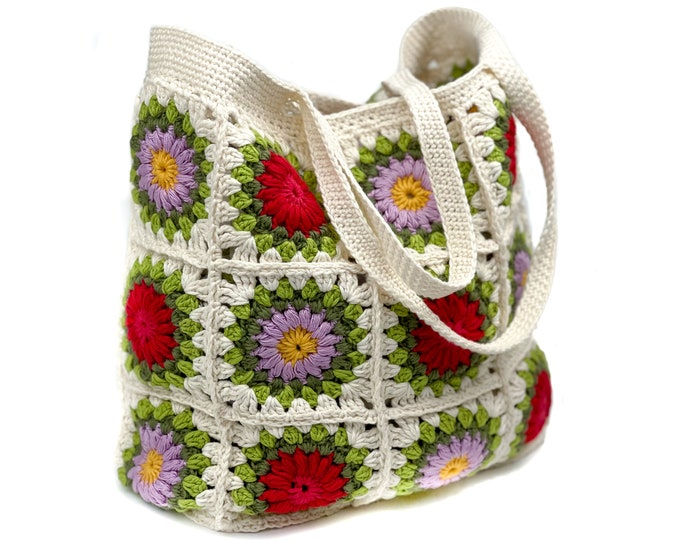 Crochet Bag Granny Square Bag Crochet Purse Crochet Tote - Etsy