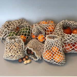 Mesh Net Produce Bag, Medium Size Linen Produce Bag, Produce Bags for ...