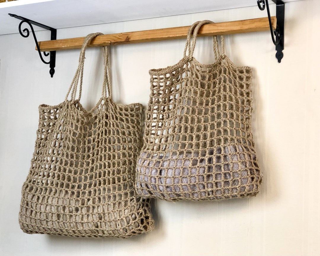 Crochet Jute Net Bag: Handmade Eco-friendly Market Tote - Etsy