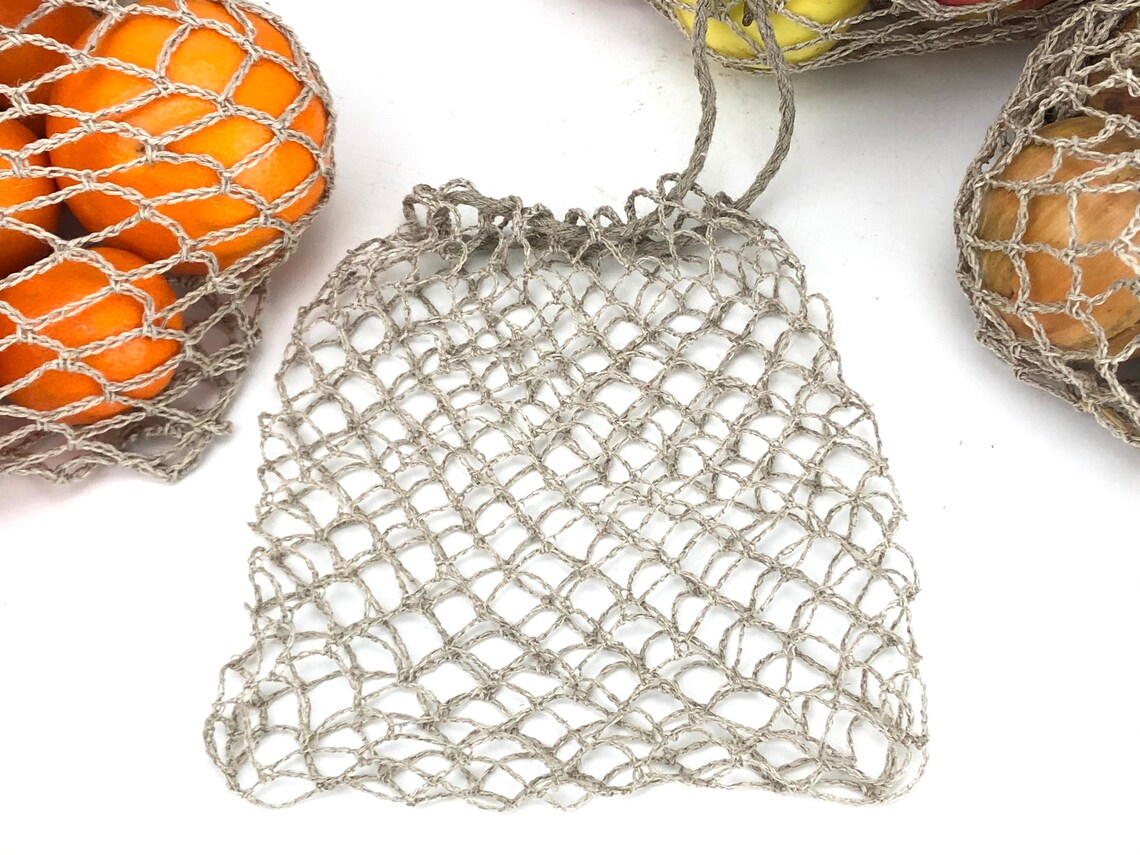 Linen Net Produce Bags Set of 6 Varying Sizes Ecological | Etsy