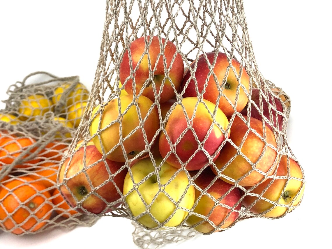 Linen Net Produce Bags Set of 6 Varying Sizes Ecological | Etsy