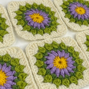 Rose Violet Granny Square Crochet Pattern (PDF Download) - Etsy
