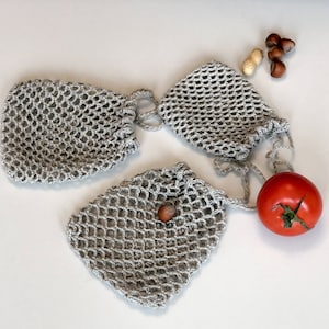 Mesh Net Produce Bag, Medium Size Linen Produce Bag, Produce Bags for ...