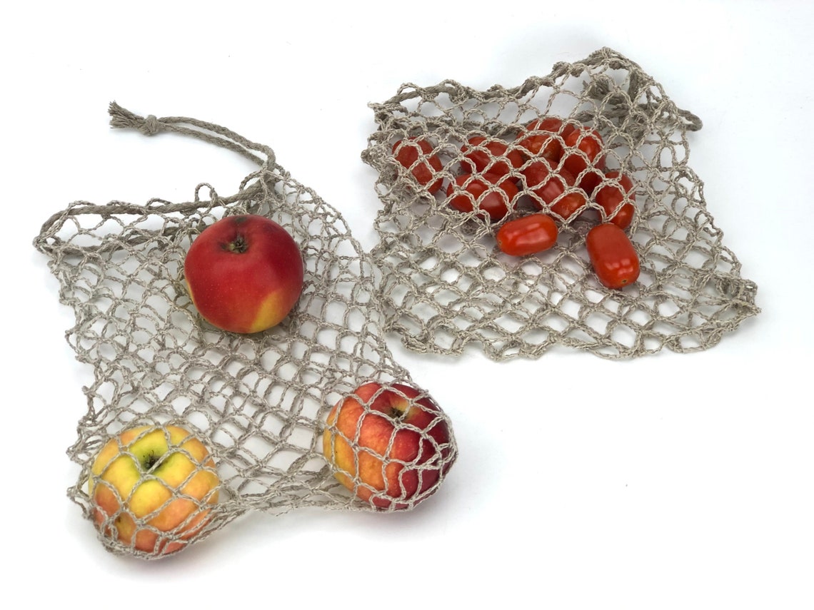 Linen Net Produce Bags Set of 6 Varying Sizes Ecological | Etsy