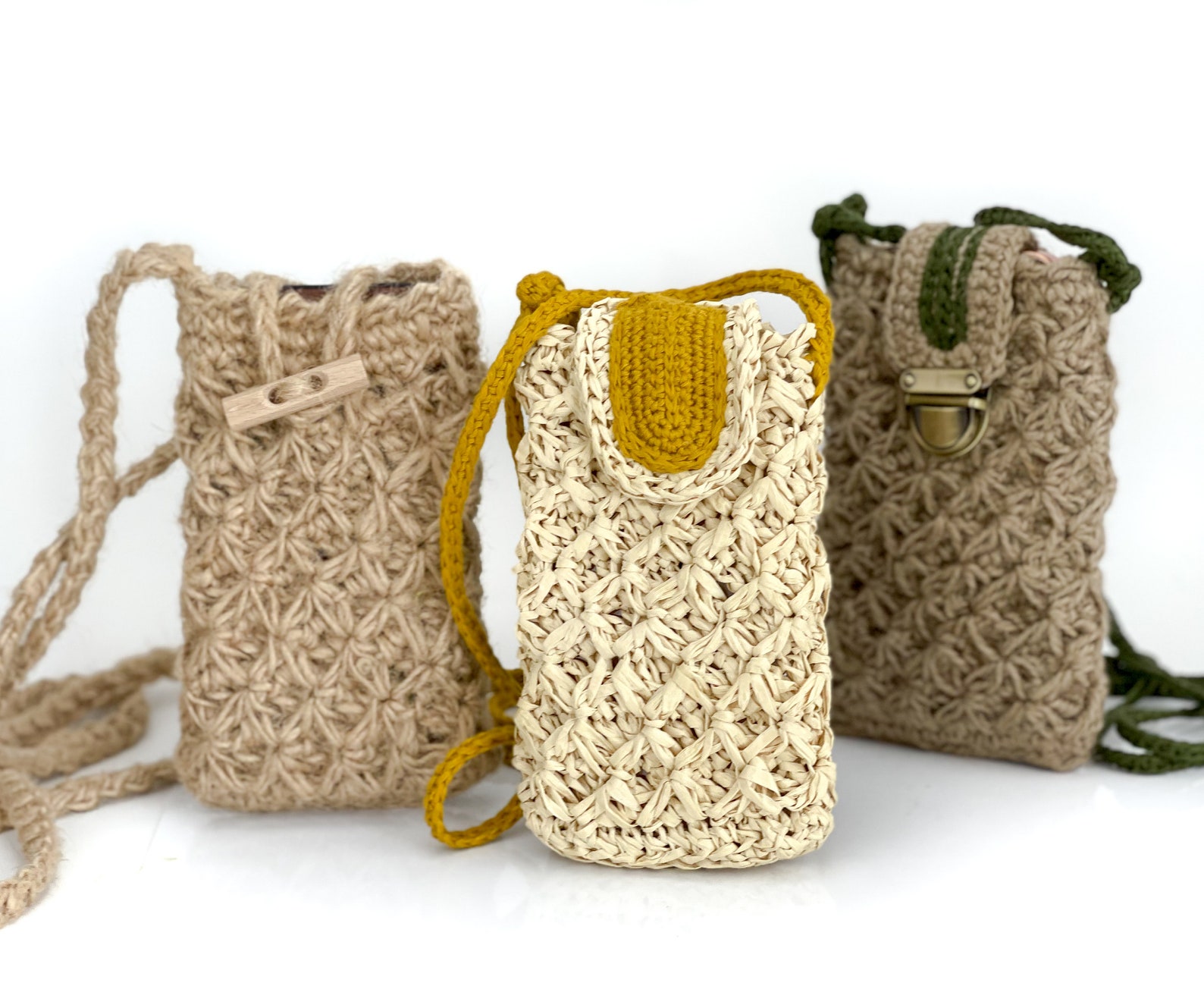 Crochet Phone Bag Cell Phone Pouch From Straw Raffia Yarn - Etsy