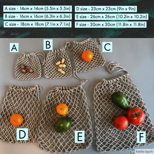 Mesh Net Produce Bag, Medium Size Linen Produce Bag, Produce Bags for ...