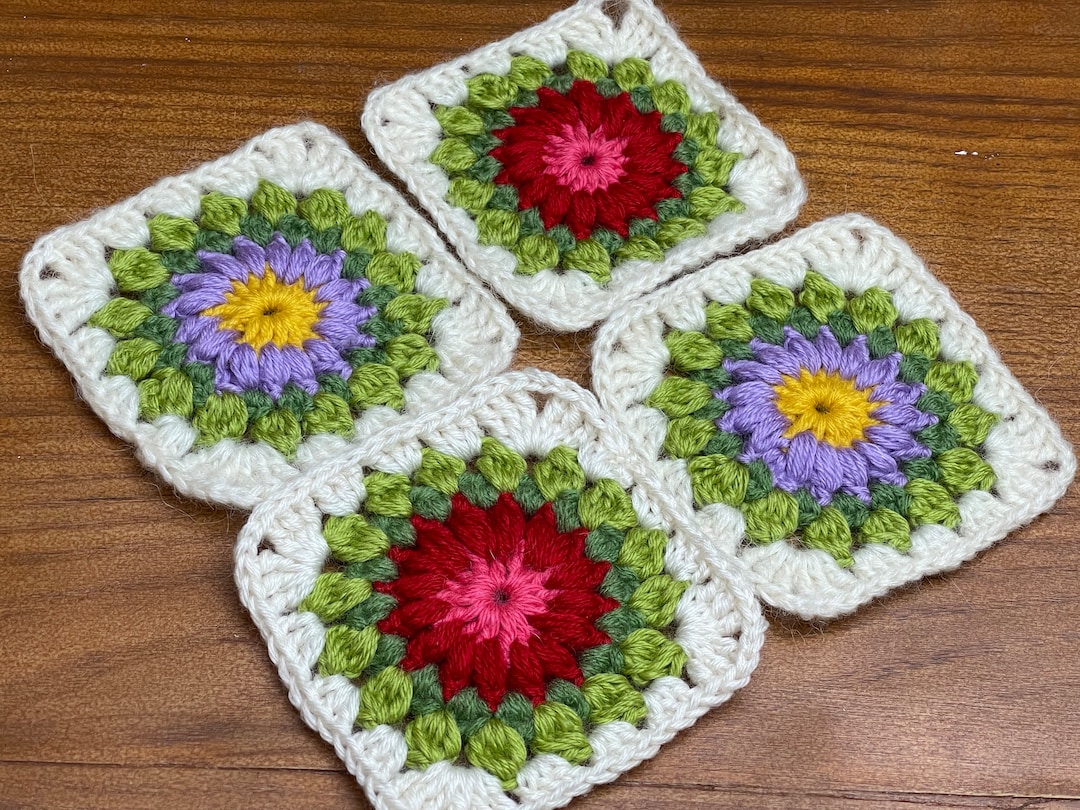 Rose Violet Granny Square Crochet Pattern (PDF Download) - Etsy