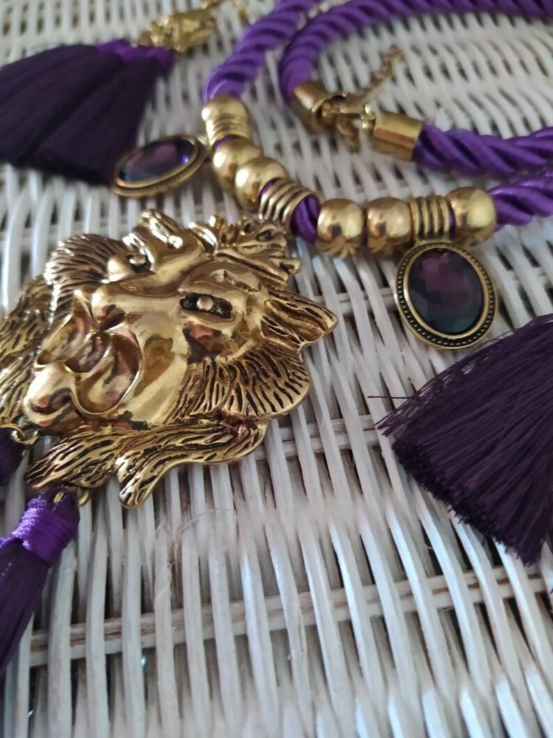 Lion Set Golden Lion Head Necklace With Lion Necklace With | Etsy