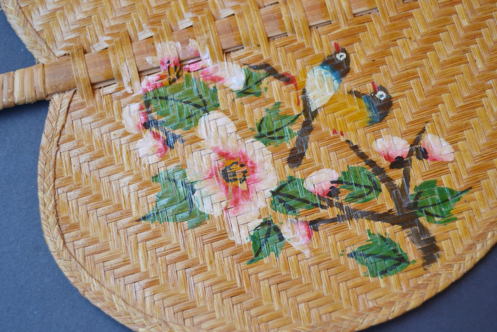 Chinese Straw Fans Vintage Straw Fan Boho Chic Fan Fixed - Etsy