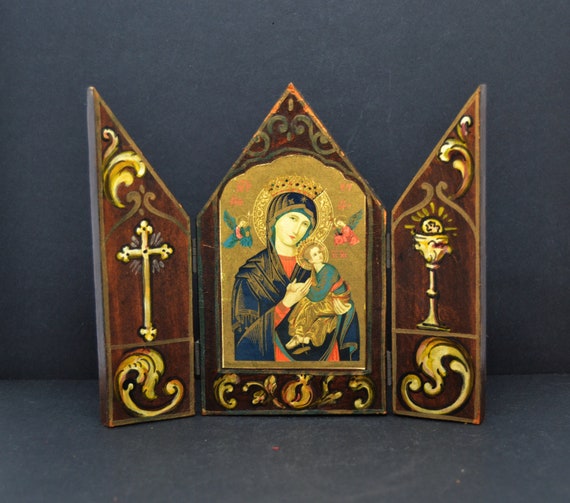 Vintage Religious Triptych Religious Decoration Altar - Etsy