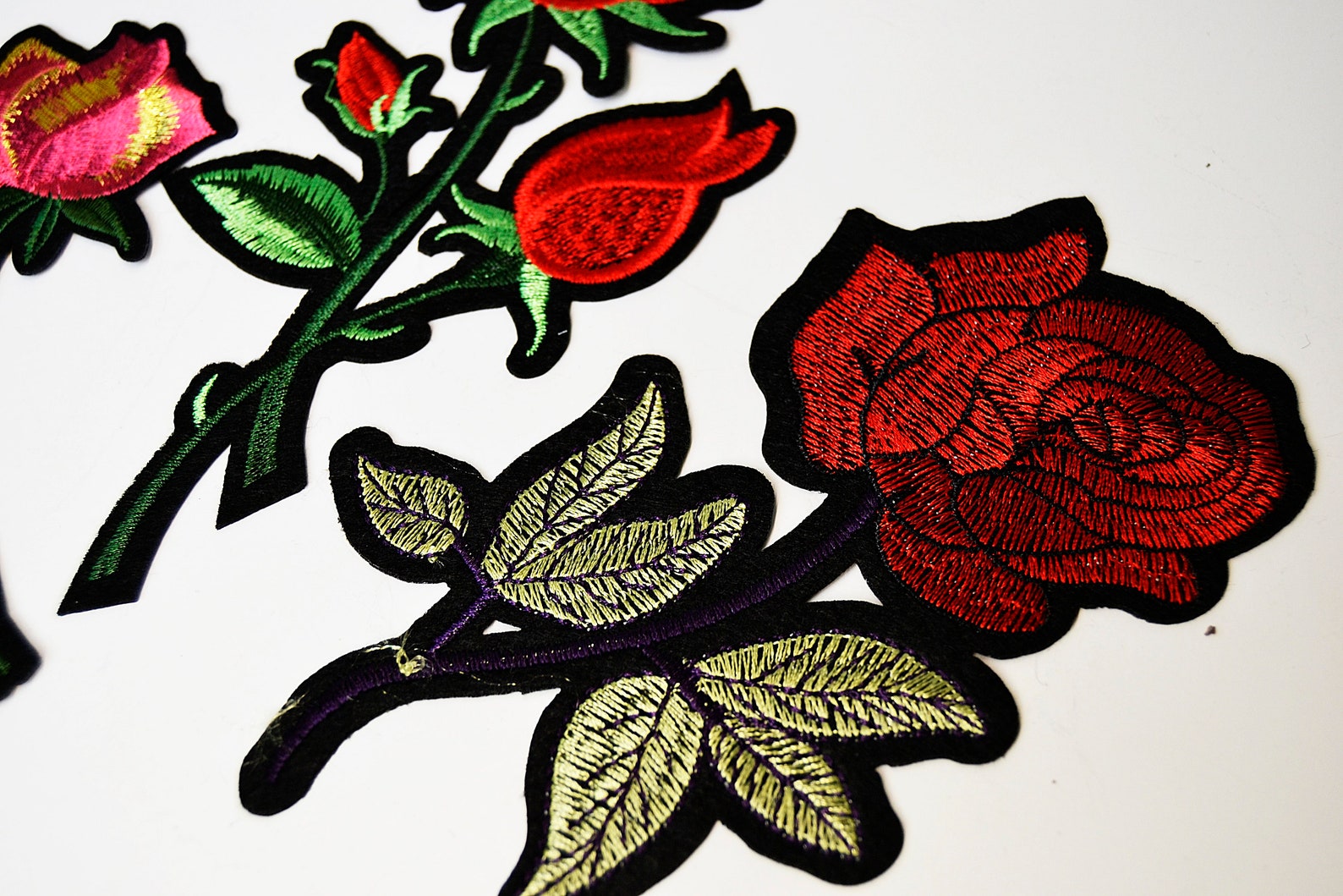 Embroidered Pink Patches Pink Patches Rose Set Patch Set - Etsy