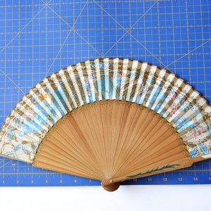 Hand Painted Wood Fan Vintage Hand Fan Old Hand Made Fan of | Etsy