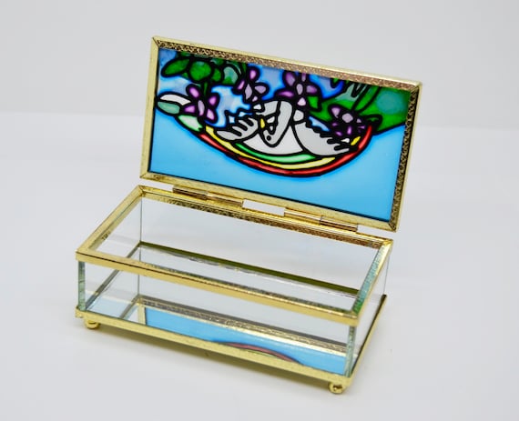 drawing glass jewelry box, stained glass jewelry box,… - Gem