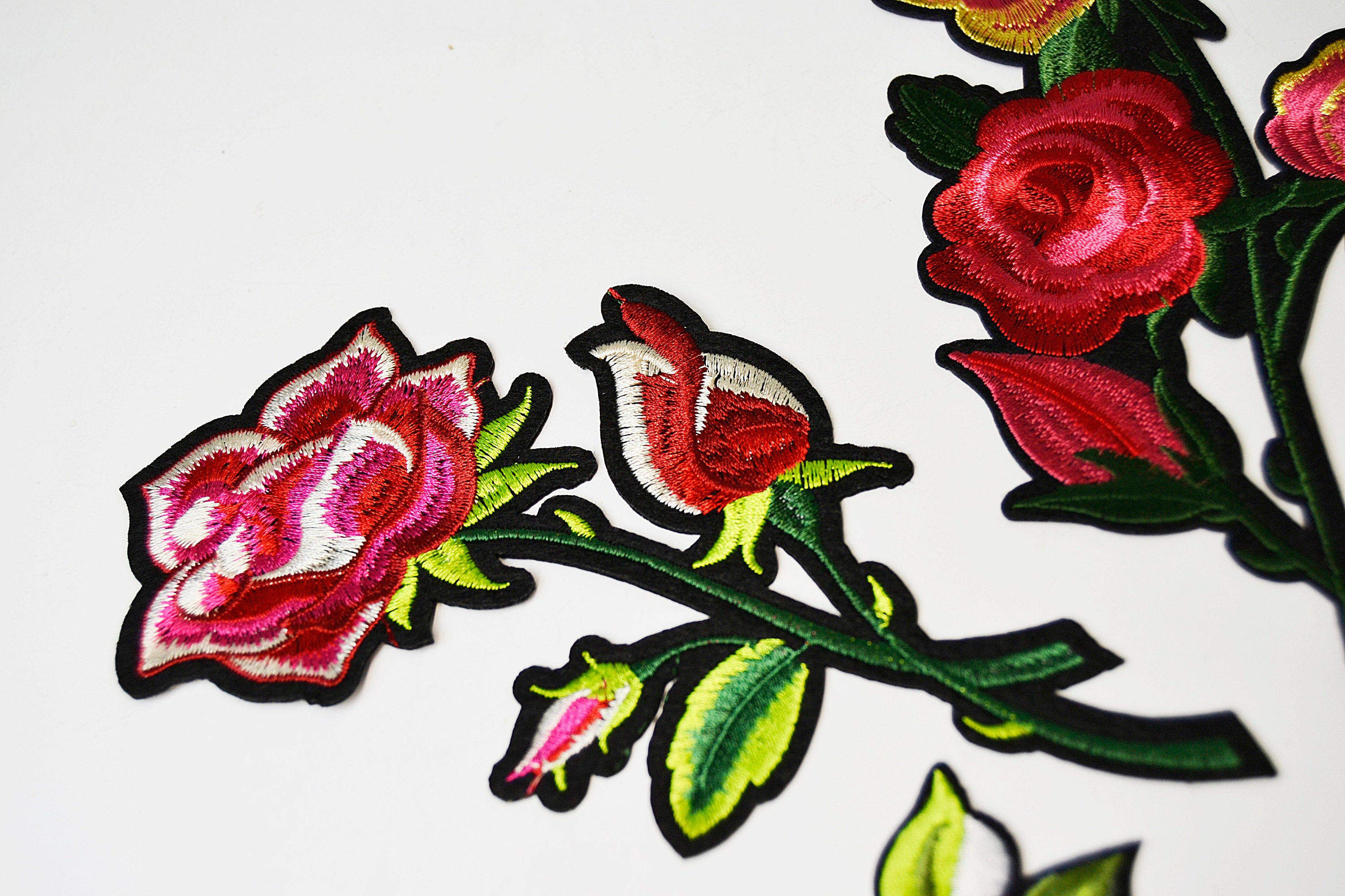 Embroidered Pink Patches Pink Patches Rose Set Patch Set - Etsy