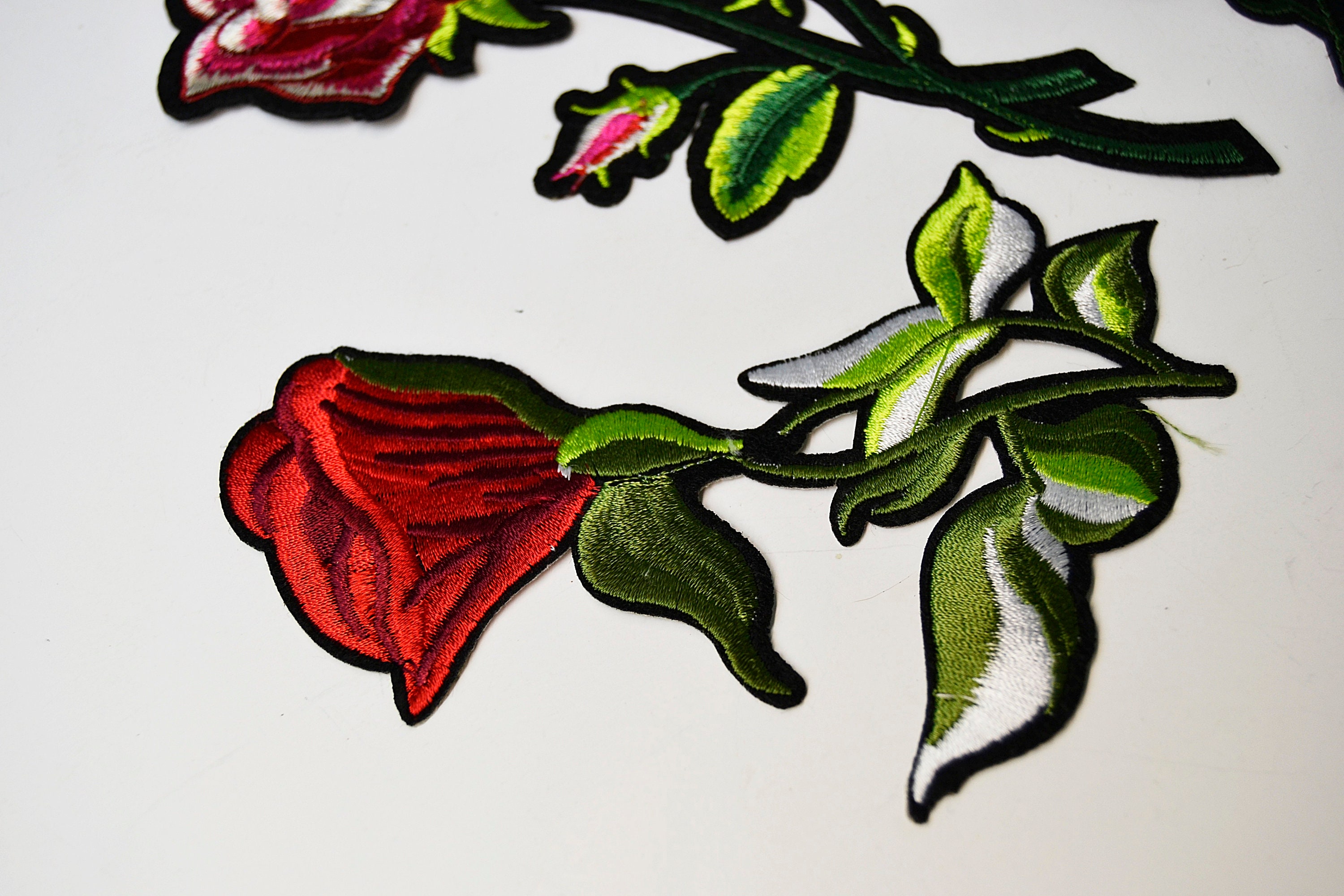 Embroidered Pink Patches Pink Patches Rose Set Patch Set - Etsy