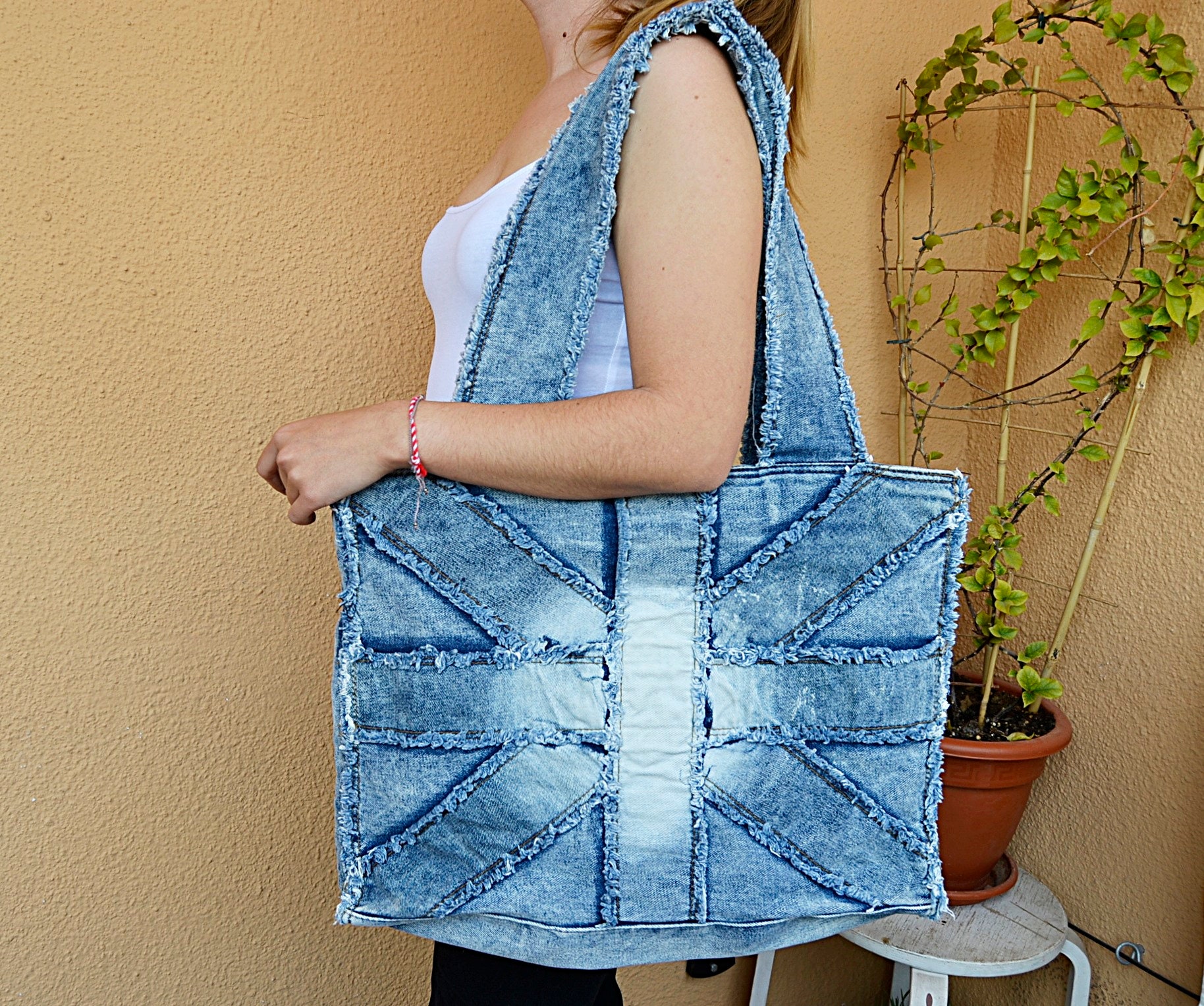 Vintage Upcycled Denim Bag Large Upcycled Denim Tote | Etsy